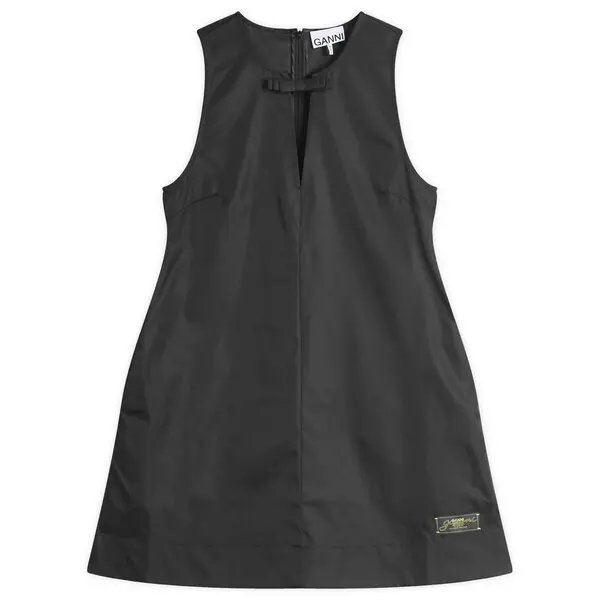 GANNI Duchesse Nylon Mini Dress - Black