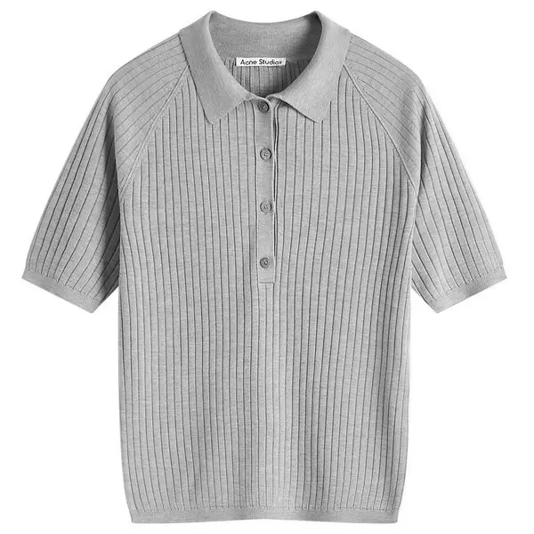 Acne Studios Kamanda Lightweight Base Layer Knitted Polo Top - Grey