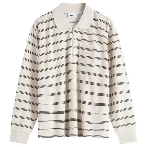 Obey Laurel Stripe Polo Top - Cement Multi