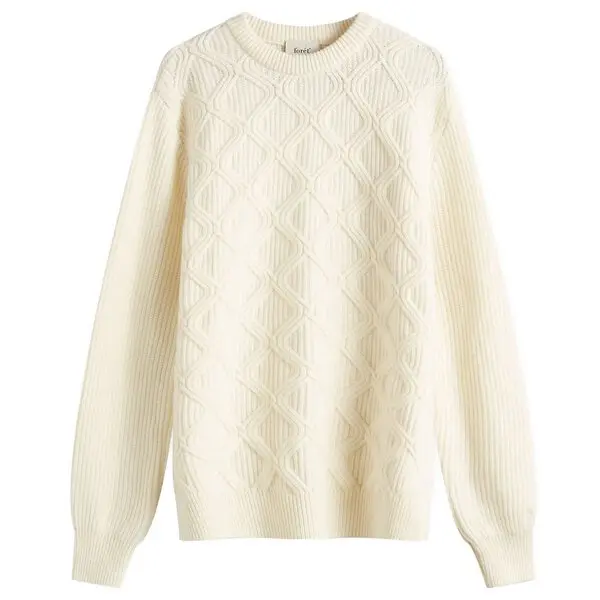 FORET Bow Cable Knit Jumper - Cloud