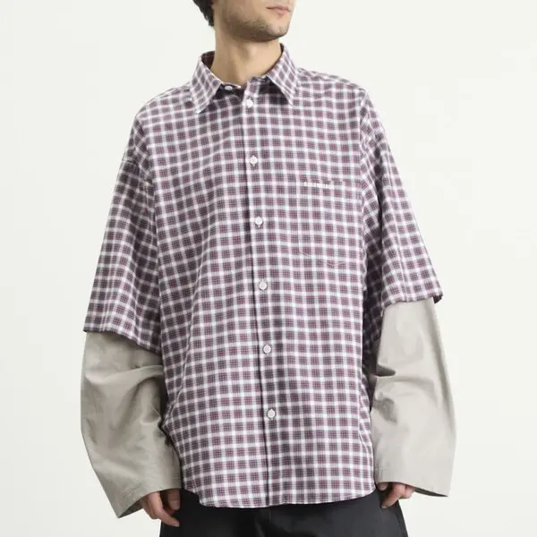 Balenciaga Check Poplin Double Layer Shirt