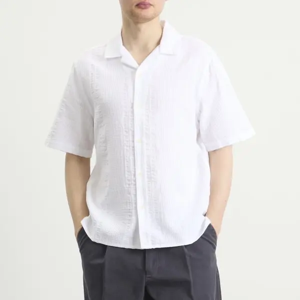 WAX LONDON Didcot Double Weave Grid Vacation Shirt