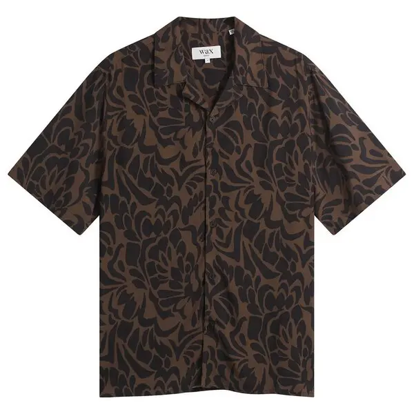 WAX LONDON Didcot Two Tone Floral Vacation Shirt - Black/brown