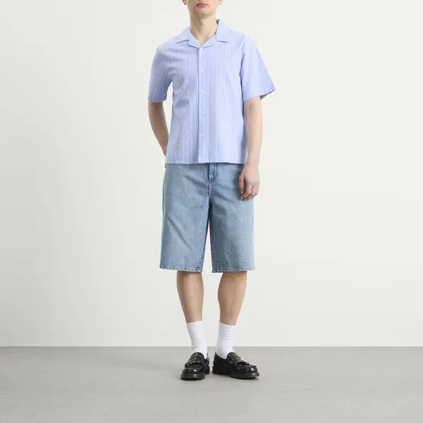 WAX LONDON Didcot Seersucker Stripe Vacation Shirt
