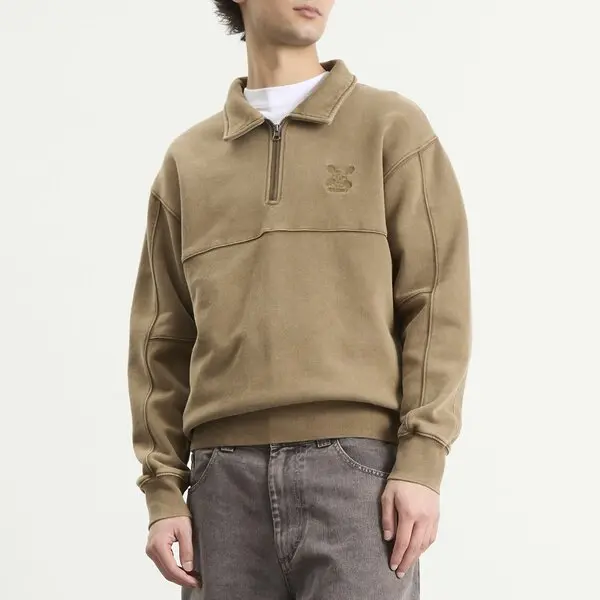 HERESY Green Quarter Zip Sweatshirt - Biscuit