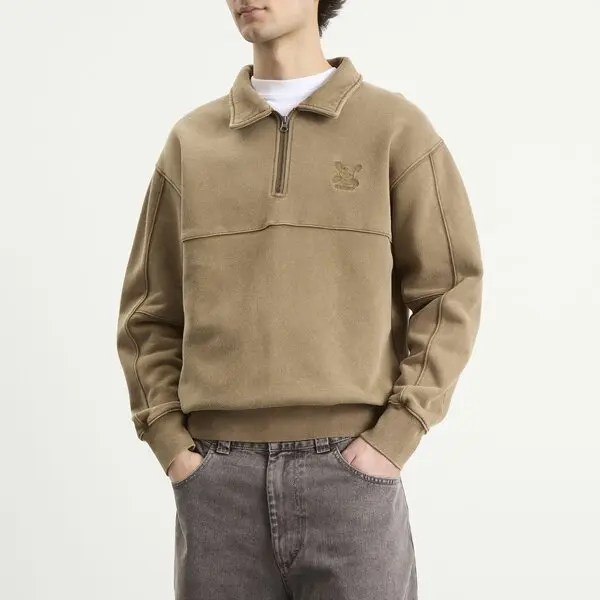HERESY Green Quarter Zip Sweatshirt - Biscuit