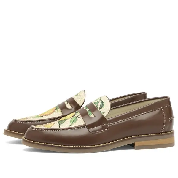 DUKE + DEXTER Wilde Lemon Raffia Penny Loafer