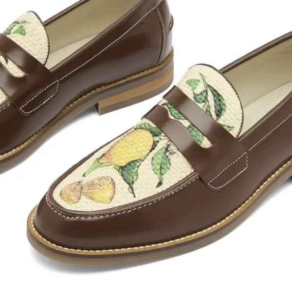 DUKE + DEXTER Wilde Lemon Raffia Penny Loafer
