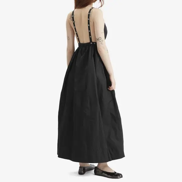 GANNI Duchesse Nylon Strap Midi Dress