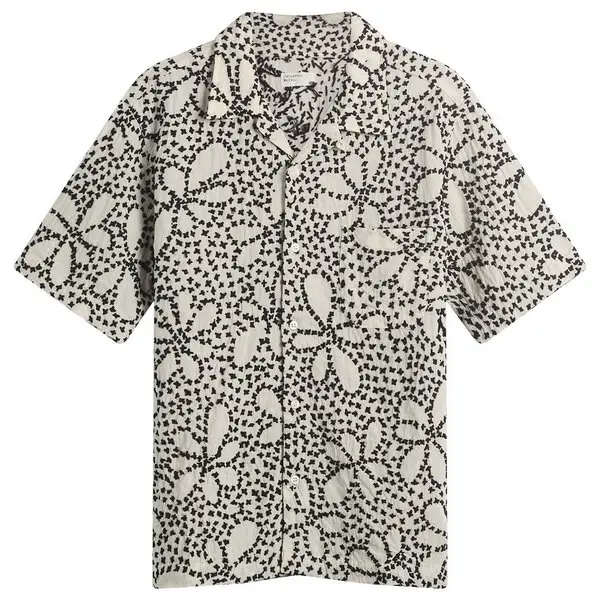 Universal Works Kantha Flower Road Shirt - Ecru/black