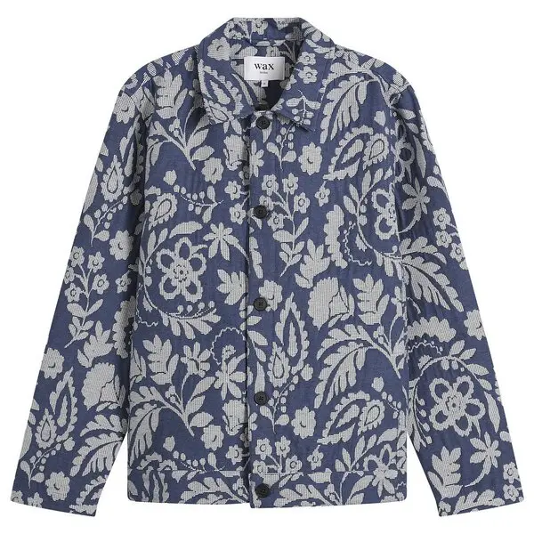 WAX LONDON Iggy Floral Jacquard Jacket - Blue/ecru