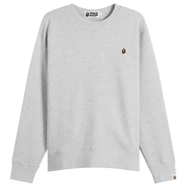 A BATHING APE One Point Crew Neck Sweatshirt - Grey