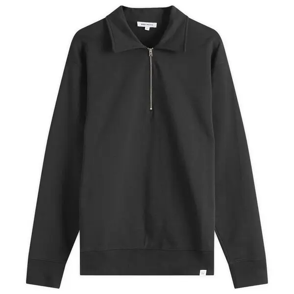 Norse Projects Ketel Relaxed Logo Half Zip Sweatshirt - Black