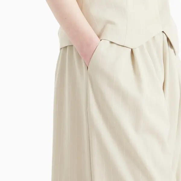 ST. AGNI Pinstripe Wool Drawstring Trousers