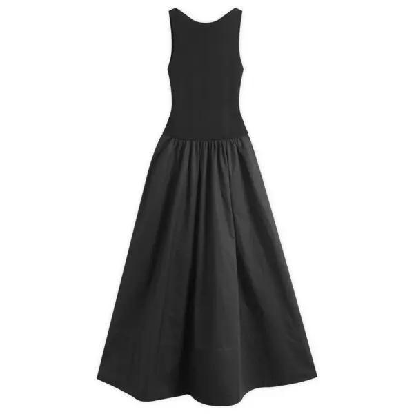 ST. AGNI Bateau Cut Out Midi Dress - Black