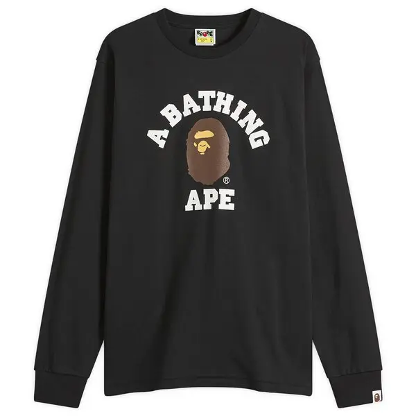 A BATHING APE Long Sleeve College T-shirt - Black