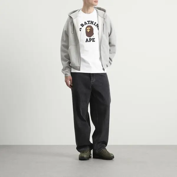 A BATHING APE Long Sleeve College T-shirt - White