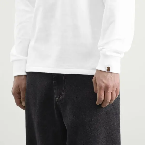 A BATHING APE Long Sleeve College T-shirt - White