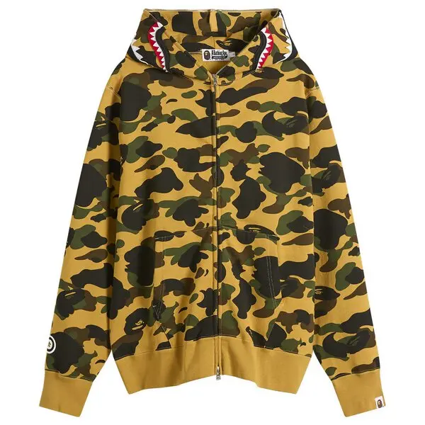 A BATHING APE 1st Camo Full Zip Shark Hoodie - Yellow