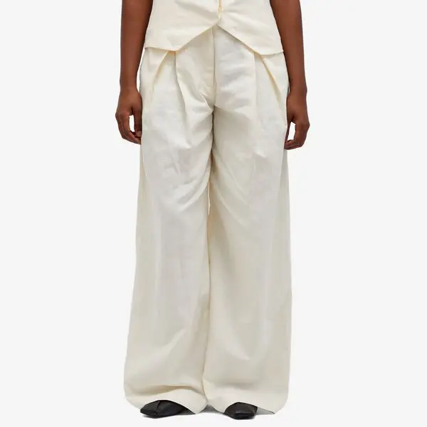 ST. AGNI Minimal Fold Trousers - Ivory