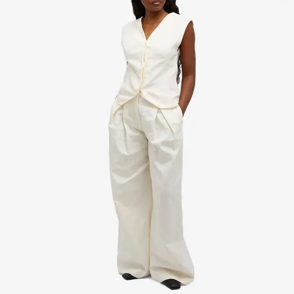 ST. AGNI Minimal Fold Trousers - Ivory