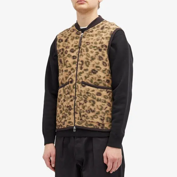 Universal Works Leopard Wool Fleece Gilet