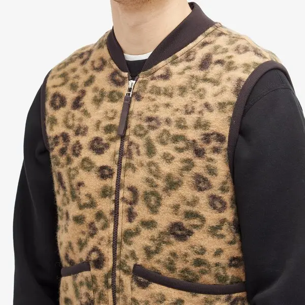 Universal Works Leopard Wool Fleece Gilet