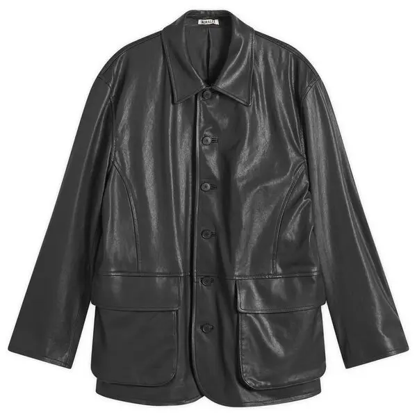Auralee Textured Lamb Leather Blouson - Black
