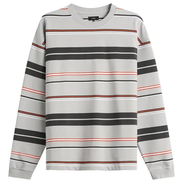 BEAMS Multi Stripe Long Sleeve T-shirt - Light Grey