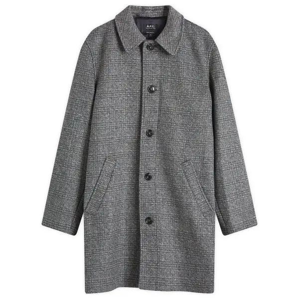 A.p.c. Pete Check Wool Mac - Anthracite