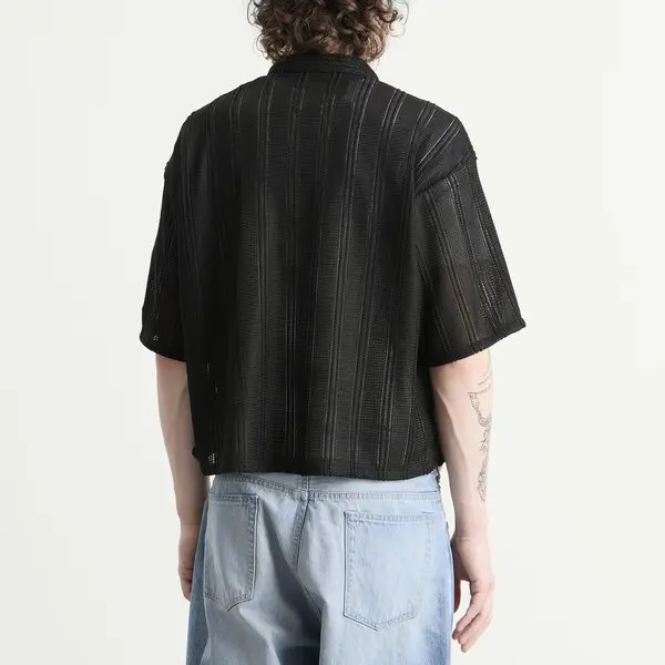 BEAMS Mesh Open Collar Shirt
