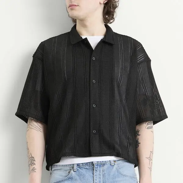 BEAMS Mesh Open Collar Shirt