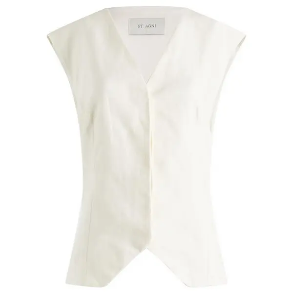 ST. AGNI Minimal Tailored Vest - Ivory
