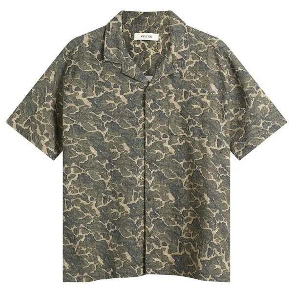 KESTIN Landscape Print Crammond Shirt - Olive