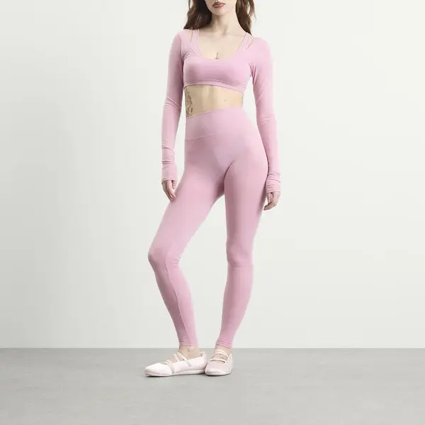 SKIMS Seamless Sheer Wool Long Sleeve Crop Top - Halite