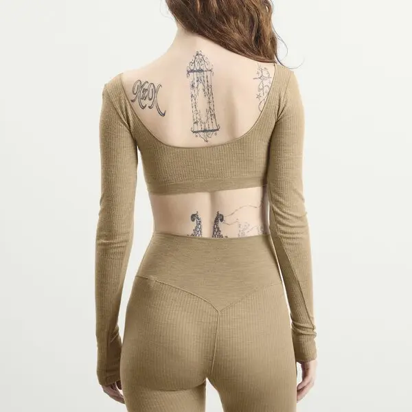 SKIMS Seamless Sheer Wool Long Sleeve Crop Top