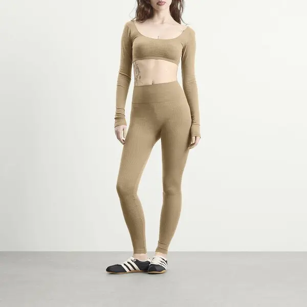 SKIMS Seamless Sheer Wool Long Sleeve Crop Top