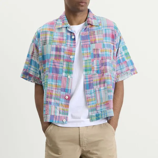 BEAMS Patchwork Madras Cabana Shirt
