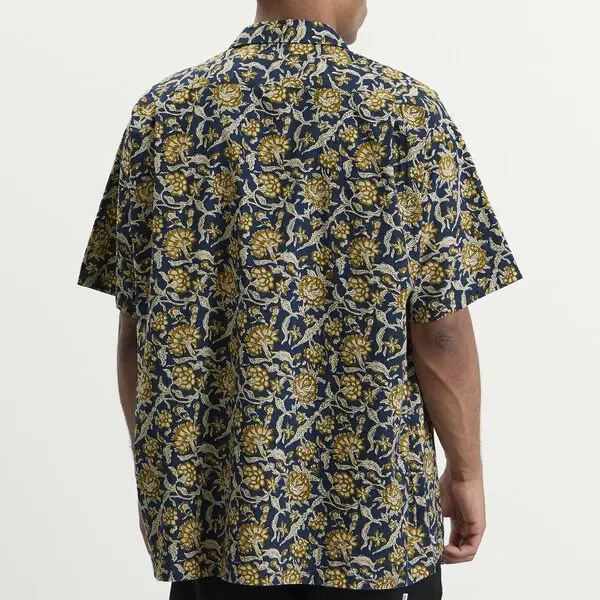 BEAMS Block Print Open Collar Shirt