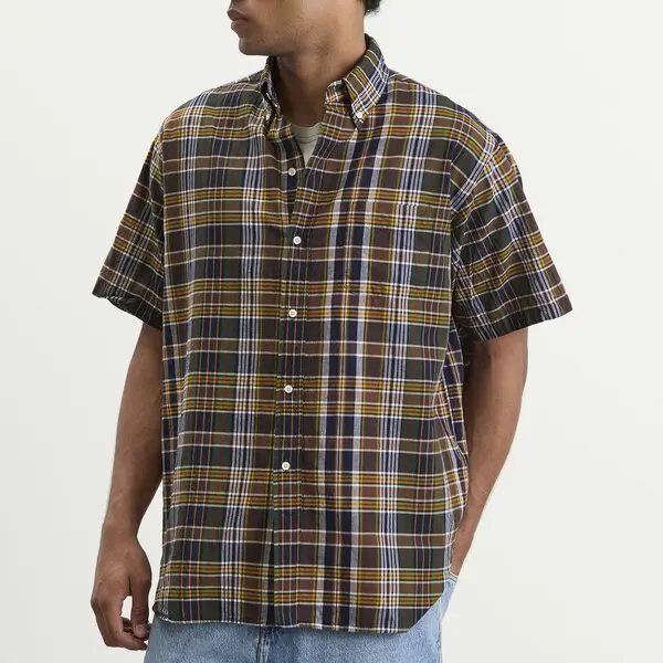 BEAMS Short Sleeve Button Down Madras Shirt