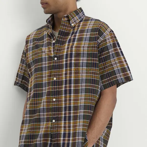 BEAMS Short Sleeve Button Down Madras Shirt
