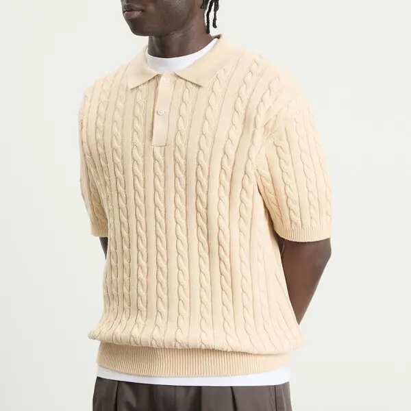BEAMS Cable Knit Polo