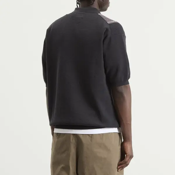 BEAMS Stripe Zip Knit Polo