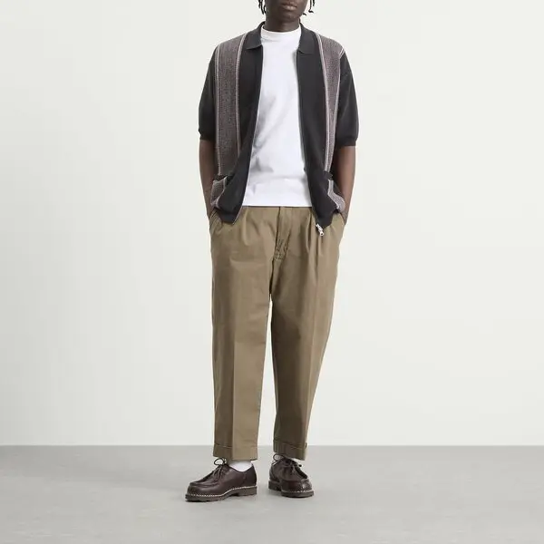BEAMS Stripe Zip Knit Polo