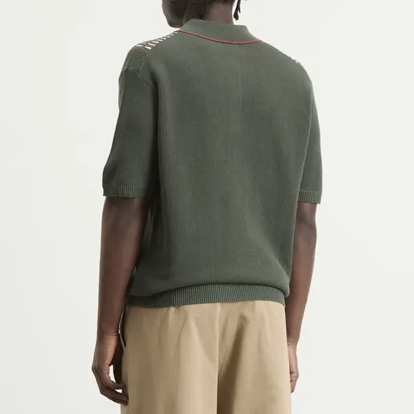 BEAMS Jacquard Stripe Knit Polo