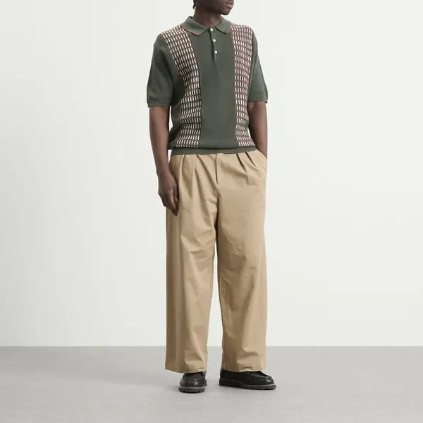 BEAMS Jacquard Stripe Knit Polo
