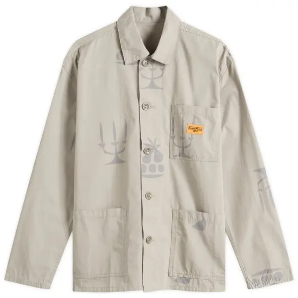 SERVICE WORKS Poplin Printed Chore Shirt - Stone