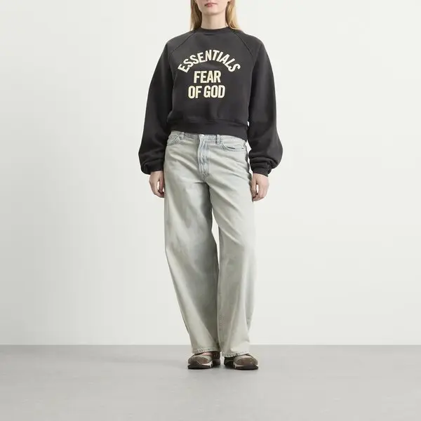 Fear Of God Cropped Raglan Crewneck Sweatshirt - Faded Black