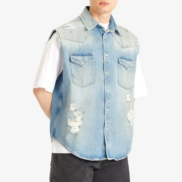 MAISON MARGIELA Sleeveless Distressed Denim Shirt