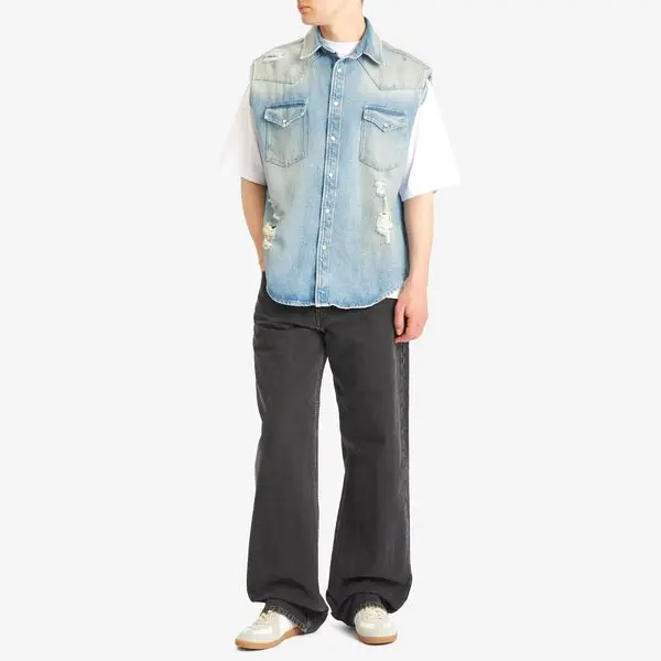 MAISON MARGIELA Sleeveless Distressed Denim Shirt